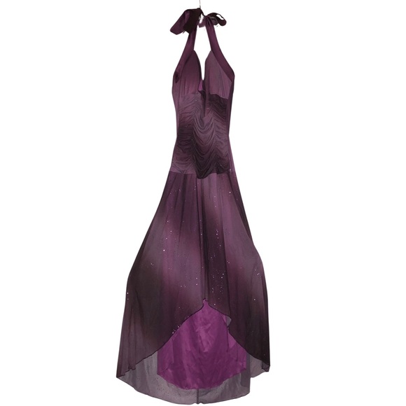 Taboo | Dresses | Taboo Long Sparkling Purple Dress Halter Top Med Prom ...